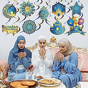 Ramadan Mubarak Decorations Eid Mubarak Hanging Swirl Ceiling Foil Decor Ramadan Decorations for Home Eid Al-fitr Party