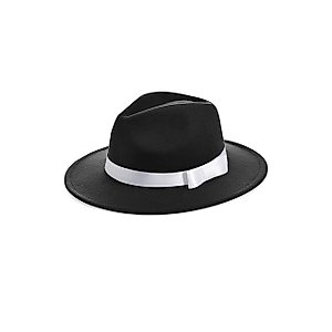 BABEYOND Fedora Hat for Men, 1920s Gatsby Panama Style, Black (Unisex-Adults)