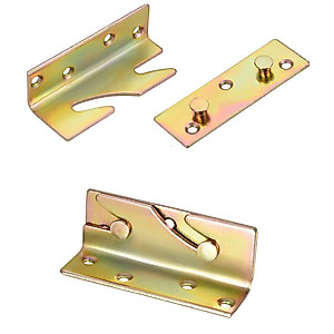 Socell 4 Sets Bed Rail Brackets Heavy Duty No-Mortise Bed Rail Fittings Wooden Bed Frame Connectors with Screws for Headboards Footboards Hold 500 pounds Maximum