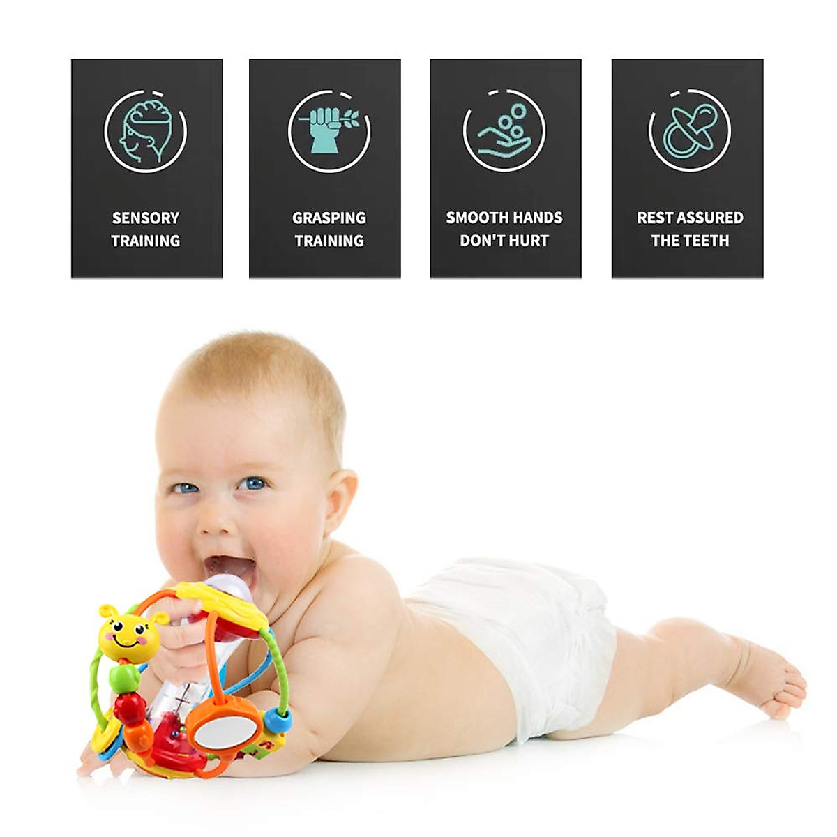 Yiosion Baby Rattles Toys Set, Infant Grab N Shake Rattle, Sensory Activity Ball, Development Learning Music Toy, Newborn First Birthday Gifts for 0 1 2 3 4 5 6 7 8 9 10 12 Month Babies Boy Girl