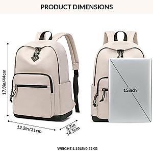 Lohol Classic Backpack for Girls Boys Teens, Lightweight Daypacks for School and Travel (Beige & Green)