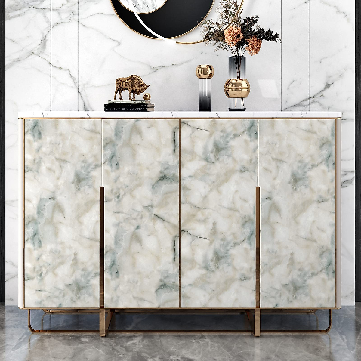 Gray Marble Contact Paper Peel and Stick Wallpaper Counter Top 24" x 118" Contact Paper for Countertops Waterproof Kitchen Backsplash Marble Wall Paper Vinyl Self Adhesive Contact Paper for Cabinets