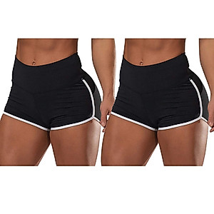 Bblulu Women's Athletic Shorts Criss Cross Elasticity Workout Yoga Shorts Running Gym Sport Pants Non See Through Tights