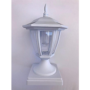 2 pcs 6x6 Base White Color Solar Post Cap Light Hexagon with Six Super Bright SMD LED Bulbs