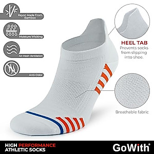 GoWith 6 Pairs Rayon Made From Bamboo Colorful Sneaker Socks, Athletic Thin Ankle Socks, Seamless Low-Cut Golf Socks for Men & Women, L/XL, Multicolor-4, Model: 3150