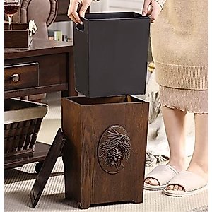 Trash Bin Trash Can Wastebasket Trash Can with Lid Waste Bin Includes Waterproof Inner Barrel Wooden Trash Can Office Garbage Can Waste Bin (Color : OneColor, Size : As Shown)