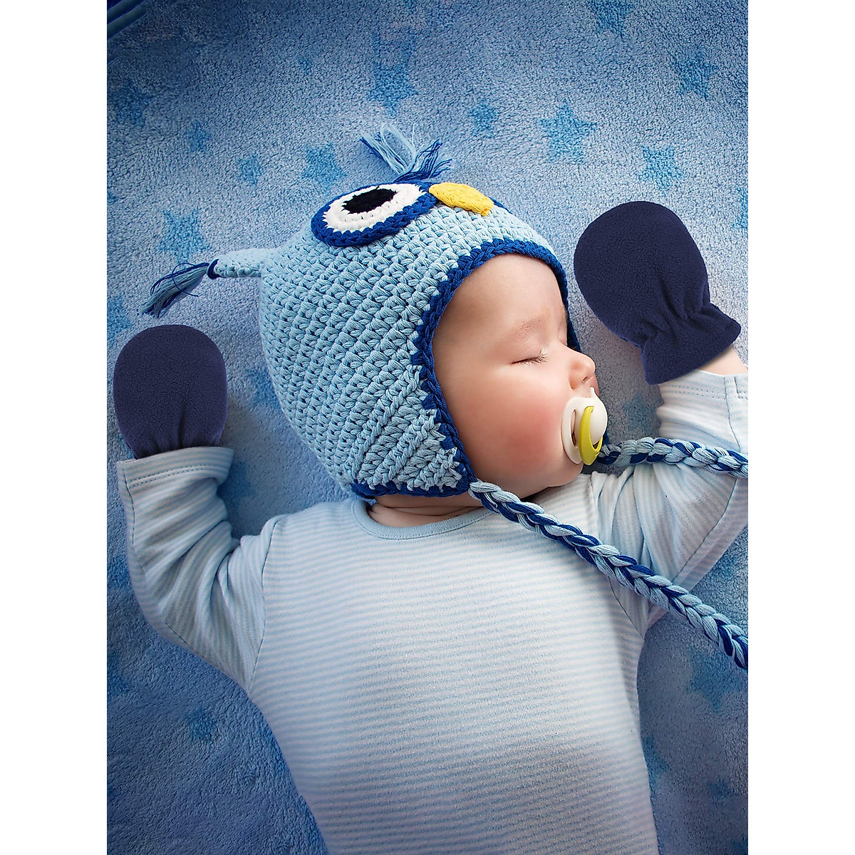 SATINIOR 3 Pairs Baby and Toddler Winter Mittens Kids Fleece Warm Mittens for Baby Boy Girl (Black, Navy Blue, Grey, 6-18 Months)