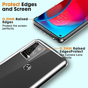 Oududianzi Case for Moto G Stylus 5G 2021 with Screen Protector,Non-Yellowing Shockproof Bumper Protective Phone Cover, Anti-Scratch Soft TPU Back(Transparent)