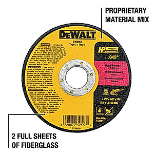 DEWALT Cutting Wheel, General Purpose Metal Cutting, 4-1/2-Inch, 5-Pack (DW8062B5), Multi