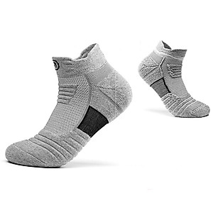 MAAMPU 6 Pairs Running Socks/Hiking Cushion Socks,Breathable Athletic Socks Thick Cushion Socks-White（short）-Medium