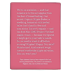 Earth Mama Organic Nipple Butter Breastfeeding Cream, Lanolin-Free, Safe for Nursing & Dry Skin, Non-GMO Project Verified, 2 Fl Oz