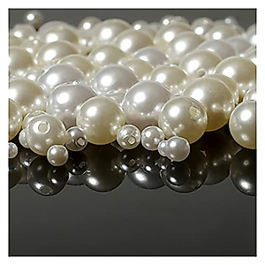 NHBT YU 100pcs 200pcs White Beige Color Imitation Pearl Beads 4/5/6/8/10mm Loose Beads DIY Jewelry Making Handmade Beading Hairpin T87 (Color : White, Item Diameter : 100pcs 12mm)
