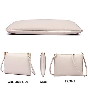 AMELIE GALANTI womens small crossbody strap handbag bag,Soft Leather Fabric Delicate Durable Fashion Design (Cream)