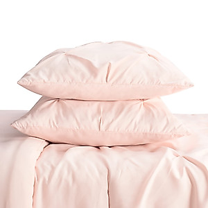 SERTA Simply Clean Soft Lightweight Pleated 3 Piece Hypoallergenic Comforter Set, Full/Queen, Blush