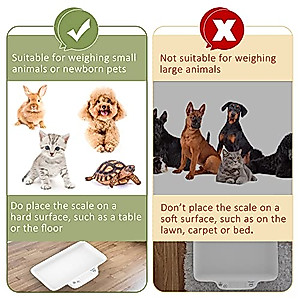 MomMed Digital Pet Scale, Portable Pet Dog Cat Scale with Hold and Tare Function, Precision Digital Scale, New Born Puppy and Kitten Scale with Tray for Puppy/Hamster/Little Bird/Rabbit, 1oz - 33lb