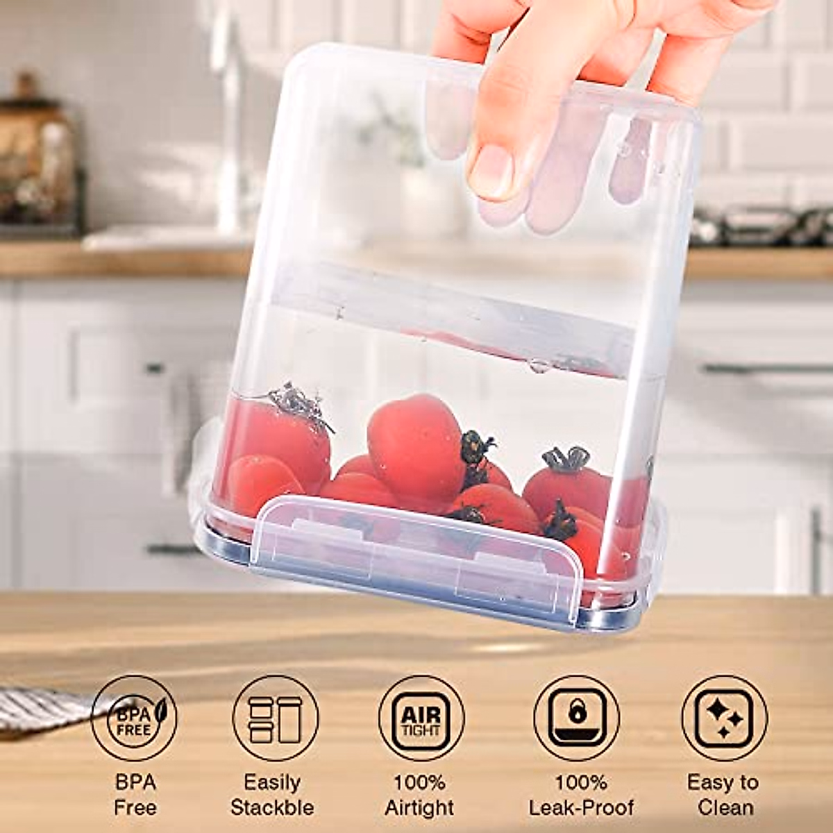 MDHAND Airtight Food Storage Containers Set with Lids Cereal Containers Storage, Kitchen Food Storage with Labels & Pen, BPA Free Stackable Food Containers Storage, 14 Pack(7 Containers + 7 Lids)