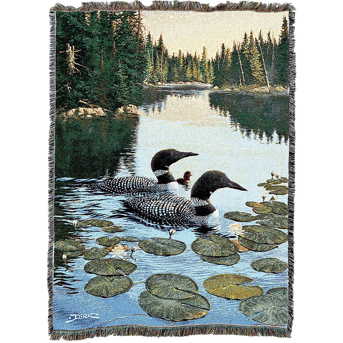 Pure Country Weavers Enchanted Passage Loons Blanket by Derk Hanson - Lake Lodge Cabin Gift Tapestry Throw Woven from Cotton - Made in The USA (72x54)