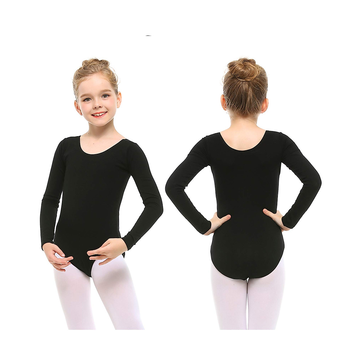 Stelle Girls Long Sleeve Team Basic Leotard Ballet Dance Gymnastics (Toddler/Little Kid/Big kid) (Black,6 Years)