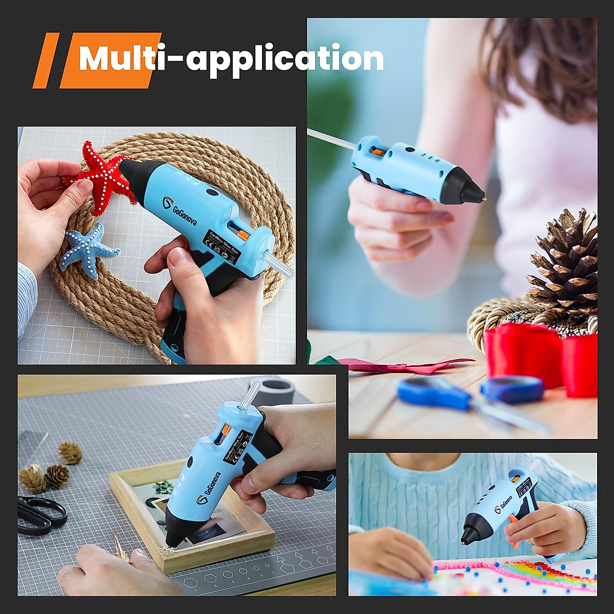Cordless Hot Glue Gun, GoGonova 15s Fast Preheating Glue Gun, 5Ah Built-in Battery Hot Melt Glue Gun, Smart Power-Off, Kit with 25 Pcs Premium Mini Glue Sticks and USB-C Charging Port