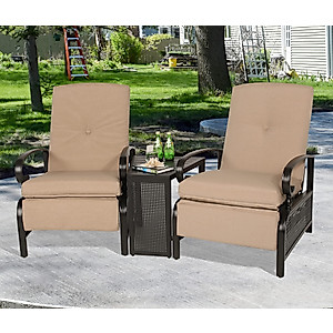 Ulax furniture Outdoor Side Table Patio Accent End Metal Slats Top Table