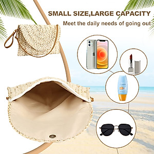 Rkrouco Women's Straw Clutch Summer Beach Bags Crossbody Straw Bag Woven Purse with Bag Strap