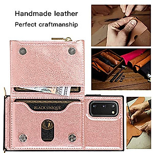 UEEBAI Crossbody Wallet Case for Samsung Galaxy S20 FE 5G, PU Leather Zipper Wallet Case with Card Slots with Removable Crossbody Wrist Strap Kickstand Magnetic Flip Case Cover - Rose Gold