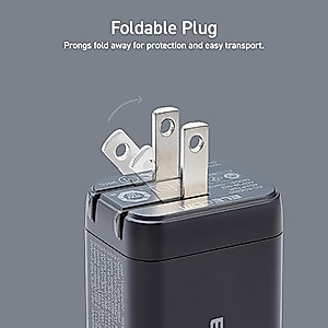 ELECOM 65W USB C Wall Charger Block, 3 Multi Port GaN II Plus Fast Charging, Compact Power Adapter for Multiple Devices, iPhone, Laptop, Tablet, iPad, Airpods, Watch, Speakers, Samsung (Black)