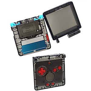 Deal4GO Semi Transparent Full Housing Shell Case kit w/Buttons Screen Lens Replacement for Game Boy Advance SP GBA SP (Black)