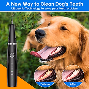 Ultrasonic Dog Teeth Cleaning Kit for Pet Teeth Cleaning, Dog Plaque Remover for Teeth, 5 Modes Dog Tartar Remover for Teeth Care to Remove Stains Calculus, 10 in 1 Pet Cleaner Toothbrush (Black)