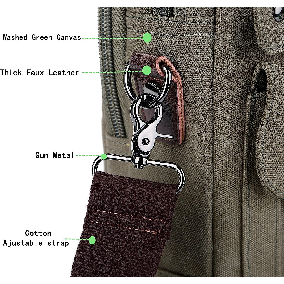 Stylish 17 inch Canvas Laptop Bag Messenger Bag Briefcase Vintage Crossbody Shoulder Bag Military Satchel for Men BC-07 (Army-Green)