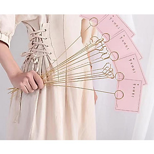 20 Pcs Golden Metal Wire Floral Place Card Holder Flower Picks Sticks Clip Round Photo Memo Note Holder Picks Clay Cake Accessories for Wedding Birthday Party(13 Inch)