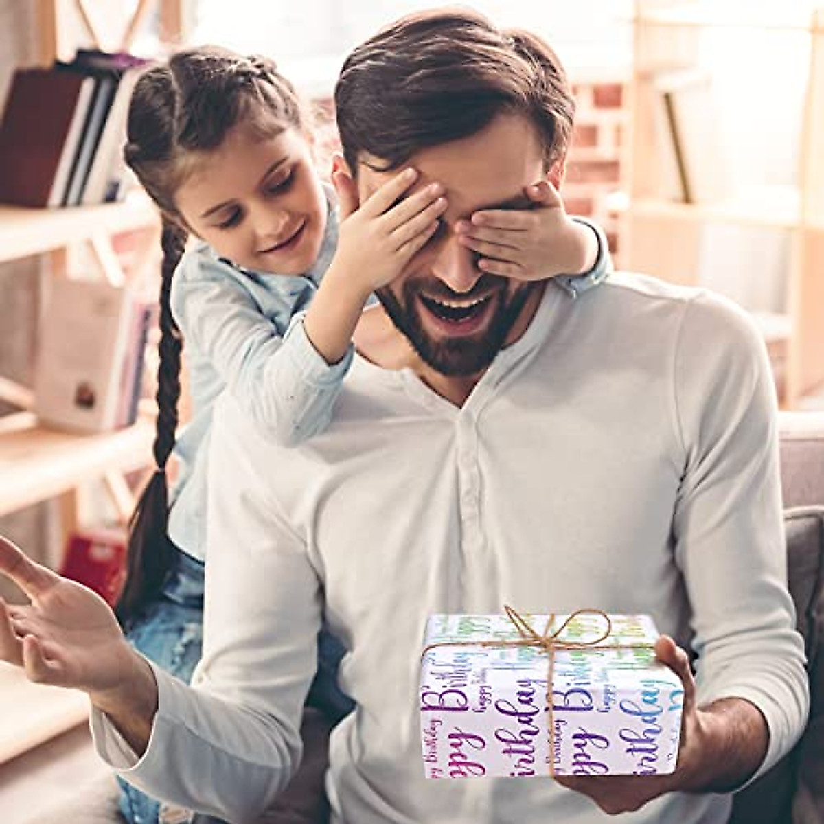 NEPOG Happy Birthday Wrapping Paper for Men Women Kids Boys Girls, Gradient Bright Color Birthday Gift Wrapping Paper, 7 Sheets Folded Flat 20x28 inches per Sheet for Birthday Occasion