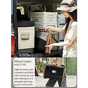 Naturehike Charcoal Grills Portable Charcoal Grill BBQ Grill Small Folding Tabletop Grill Mini Stainless Steel Outdoor Cooking Propane Grill Camping Beach Traveling Picnic Backyard (Gray)