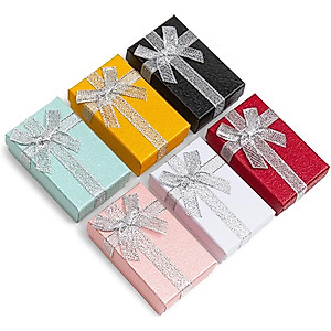 Bright Creations Jewelry Gift Box Set with Lids and Ribbon Bows (6 Colors, 2 x 3 x 1 in, 24 Pack)