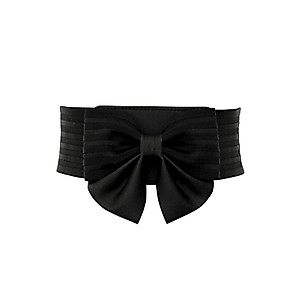 YALEMEI Women's Cute Bow Wide Elastic Waist Adorable Accessory Belt Dress, Black, Large