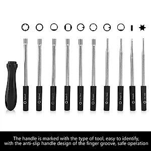 Rushbom Adjustment Screwdriver with Storage Box, 10PCS Carburetor Adjustment Set Screwdriver Card Tool Splined Pacman Double D Type