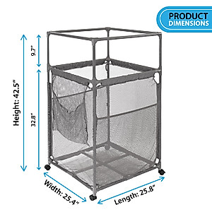 Pool Bins Rolling Pool Noodle Storage Organizer Bin, Standard Noodle Holder (25.4" W x 26" L x 40.5" H), Gray