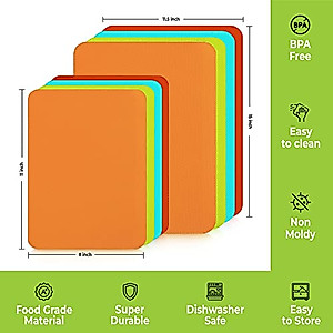 Simply Genius Plastic Cutting Boards for Kitchen - Color Coded Chopping Board Set - Flexible Cutting Mats for Meat & Vegetables - Dishwasher Safe, Non-Slip, BPA Free (8-Pack Multicolor, Mixed Size)