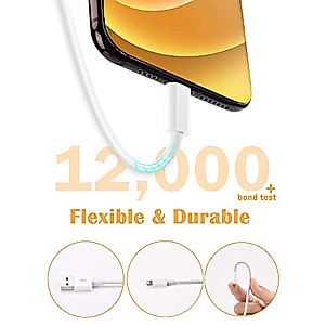 4 Pack [Apple MFi Certified] Apple Charging Cables 6ft, iPhone Chargers Lightning Cable 6 Foot, Fast iPhone Charging Cord for iPhone 12/11/11Pro/11Max/ X/XS/XR/XS Max/8/7, ipad(White)