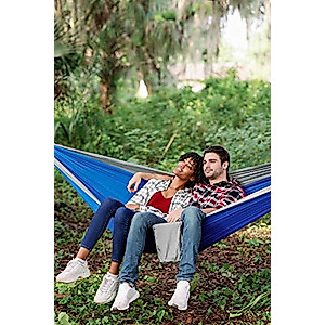 THREE VIKINGS Premium Camping Hammock with Tree Straps - Single and Double Person - Travel Backpacking Portable Outdoor Gear - Olive & Khaki - Double Person