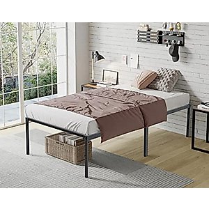 Capacmkseh 14 Inch Twin Size Metal Bed Frame, Heavy Duty Bed Frame Metal Platform Mattress Foundation Bed Frames with Storage, No Box Spring Needed, Under Bed Storage, Noise-Free