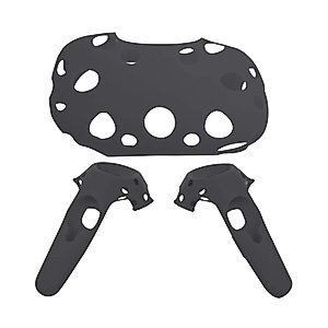 Meijunter VR Protective Silicone Case for HTC Vive Controller/Headset - Soft-Touch Handle Cover Accessories (Black)