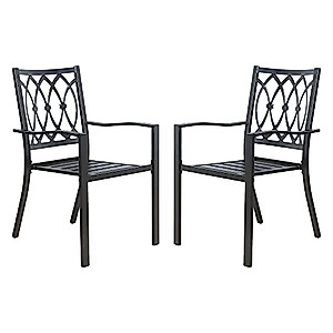 Patio Tree Stacking Outdoor Metal Dining Chairs, Patio Steel Dining Chairs with Armrest, Set of 2