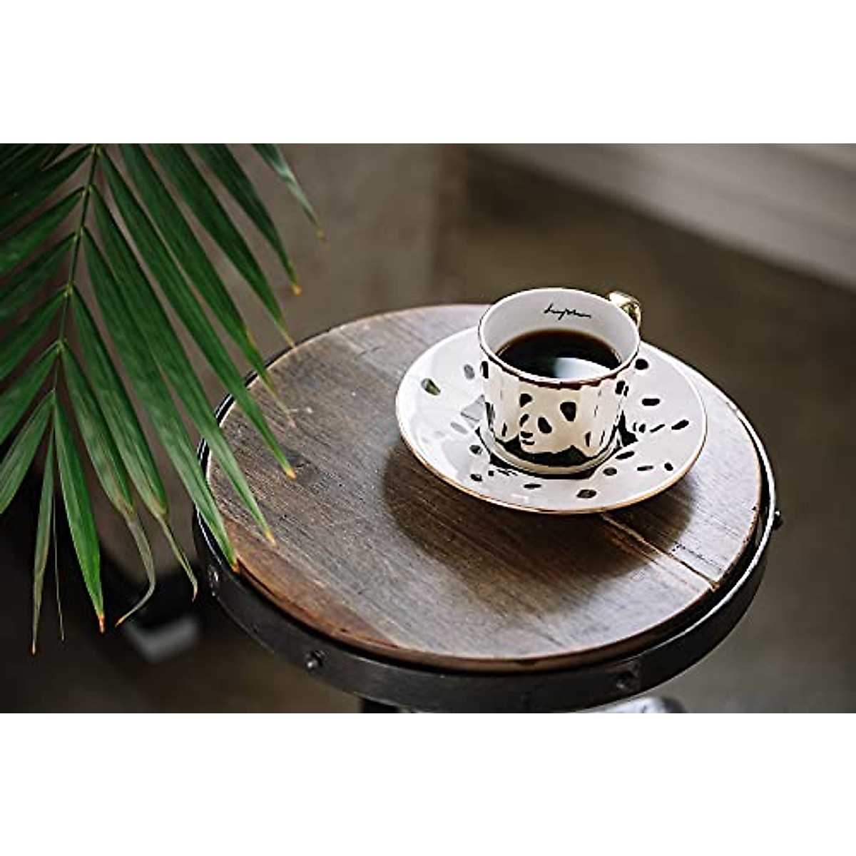 Luycho] Angled Mirror Cup & Saucer_Panda Dalmatian_11oz