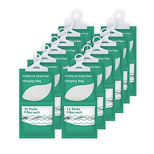 Tvuidgeg Moisture Absorbers Packets, Fragrance Free (12 Pack), Humidity Packs, Hanging Closet Dehumidifier Bags, Moisture Absorb 9.8OZ Hanging Bags for Bedroom, Kitchen, Basement, Storeroom, Study