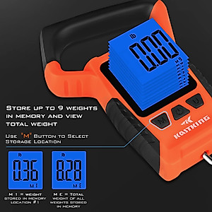 KastKing Fish Scale, WideView Floating Waterproof Digital Scale with No-Puncture Lip Gripper, 2.5” Large LCD Display, 110lb Capacity, Stores up to 9 Weights, Orange