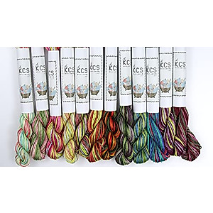 KCS Big skeins of 25 Meters Size 25 Color Variegated Cross Stitch Stranded Threads,12 skeins,01