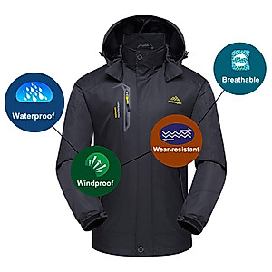 JOGERBRO Mens Waterproof Rain Jacket with Hood Hiking Fishing Windproof Raincoat