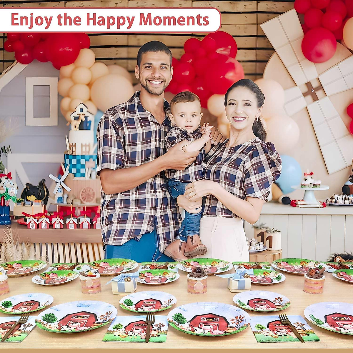 Lopeastar 100Pcs Farm Birthday Decorations Plates Set for 25 Guests, Barnyard Animal Plates Napkins and Forks Baby Shower Party Supplies