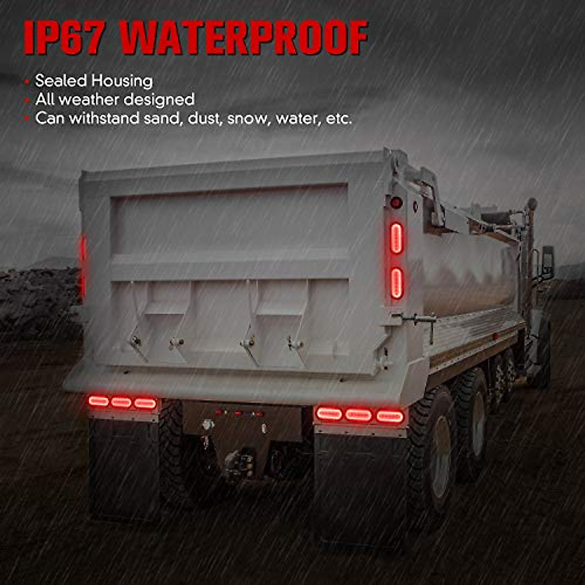 Aaiwa 6" Oval Red LED Trailer Tail Lights 4PCS, Turn Stop Brake Trailer Lights for Pickup RV Truck, with Surface Mount Grommet